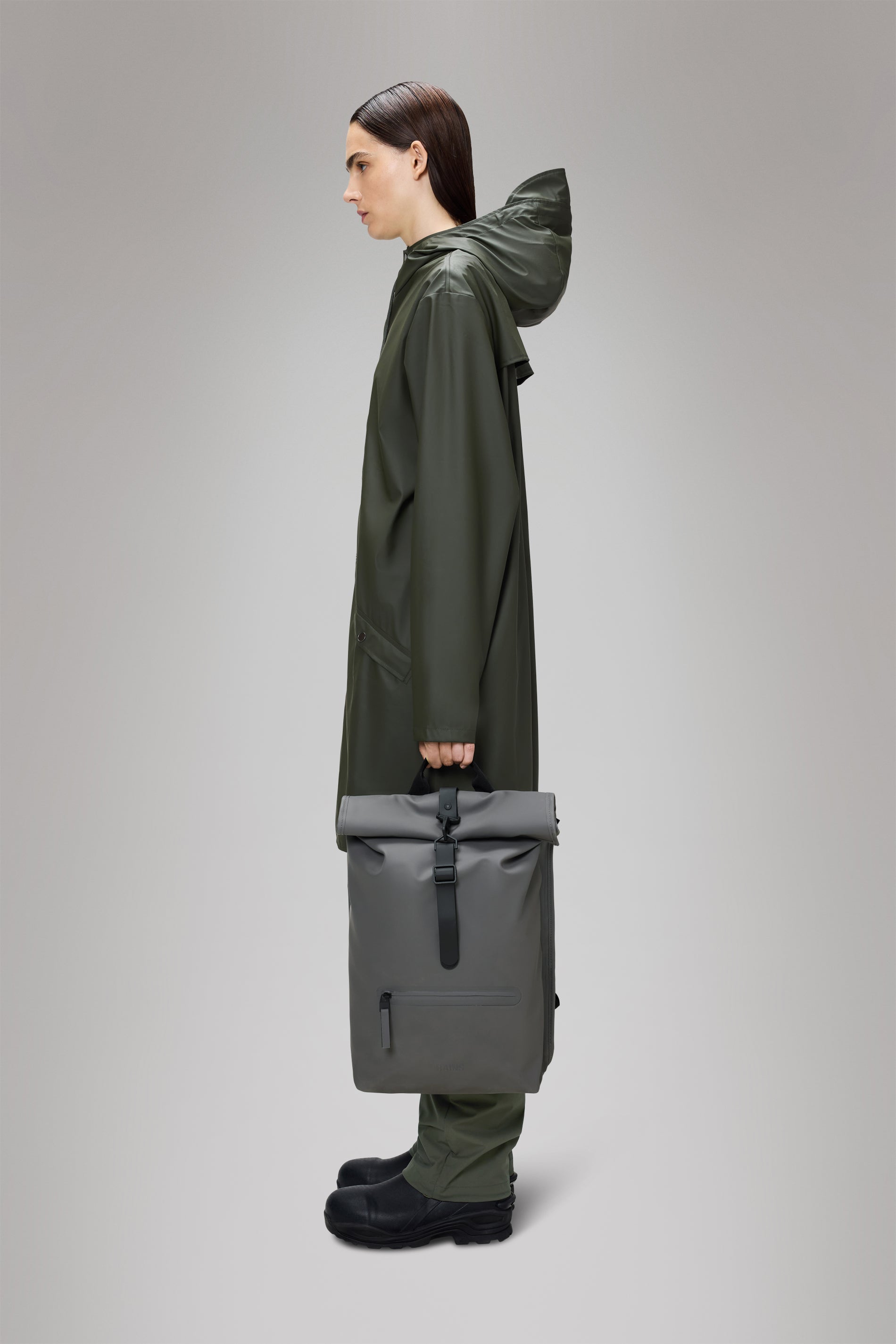 Rains® Rolltop Rucksack in Grey for $180 | Free Shipping